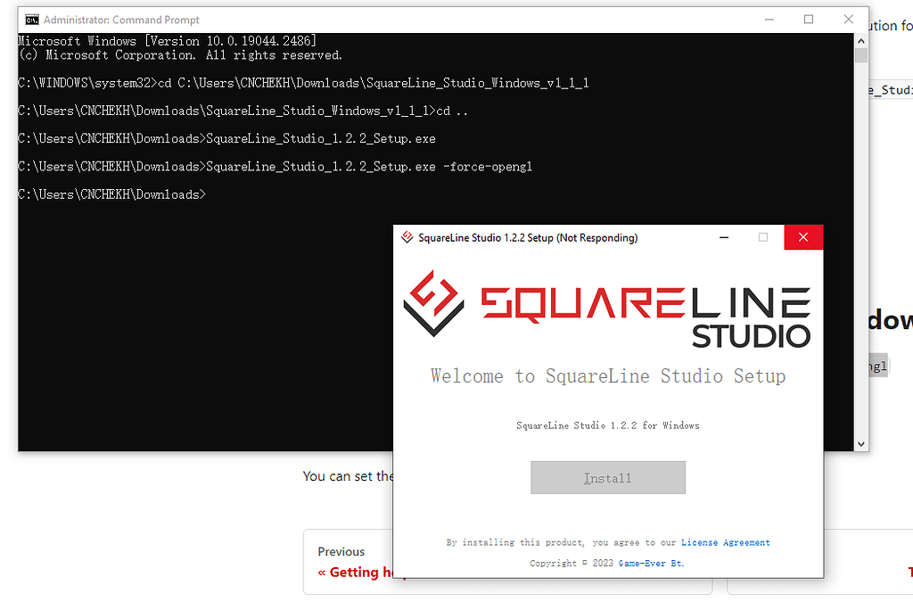 Installation gets stuck in very first second - Bugs - Forum - SquareLine Studio