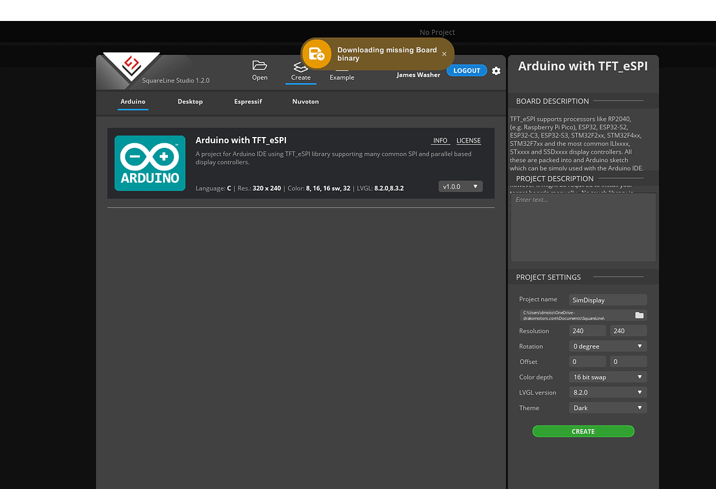 Downloading missing Board binary - stuck - Bugs - Forum - SquareLine Studio