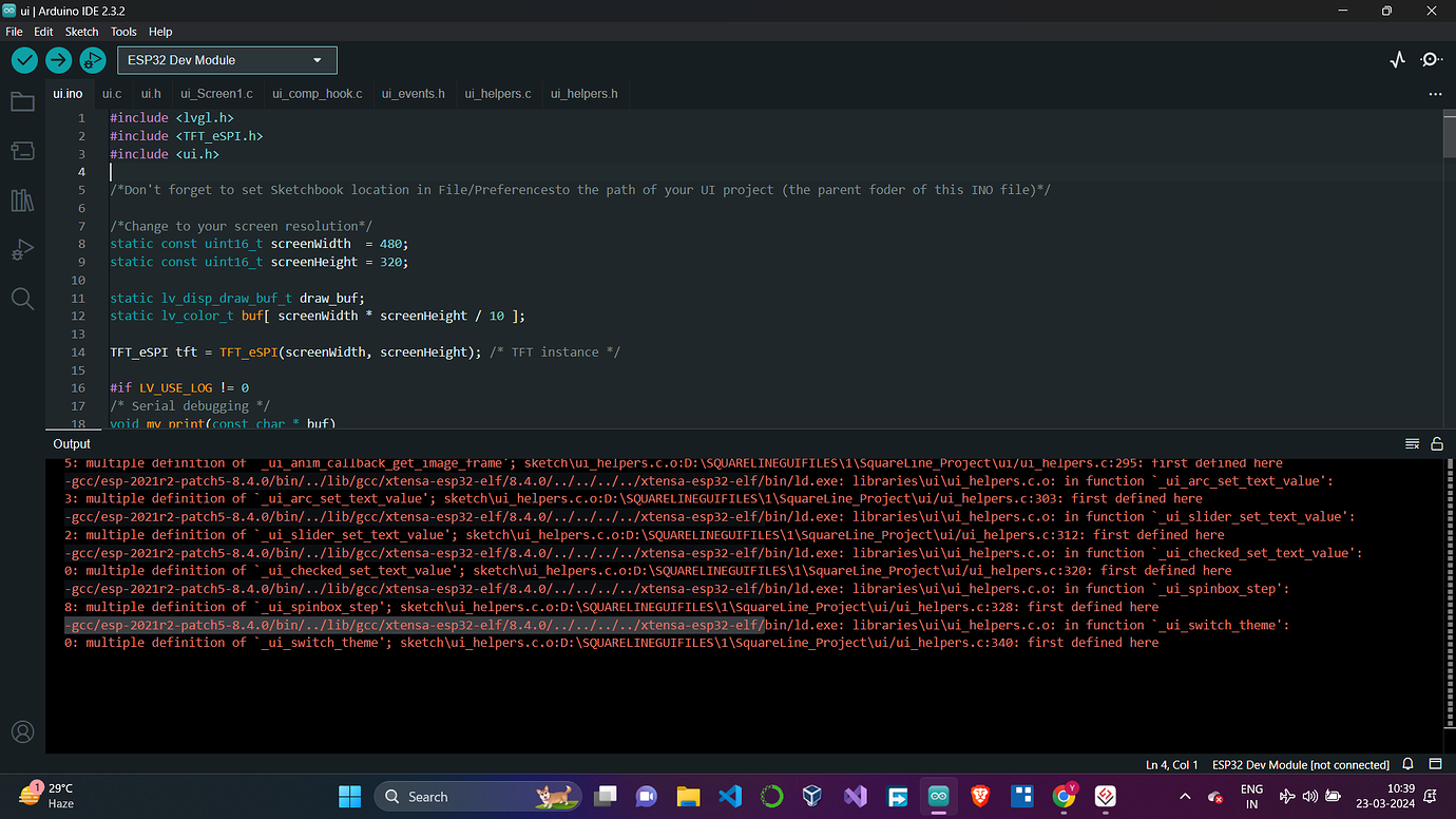 MULTIPLE definition error in Exported code files in squareline studio ... MULTIPLE definition error in Exported code files in squareline studio ...